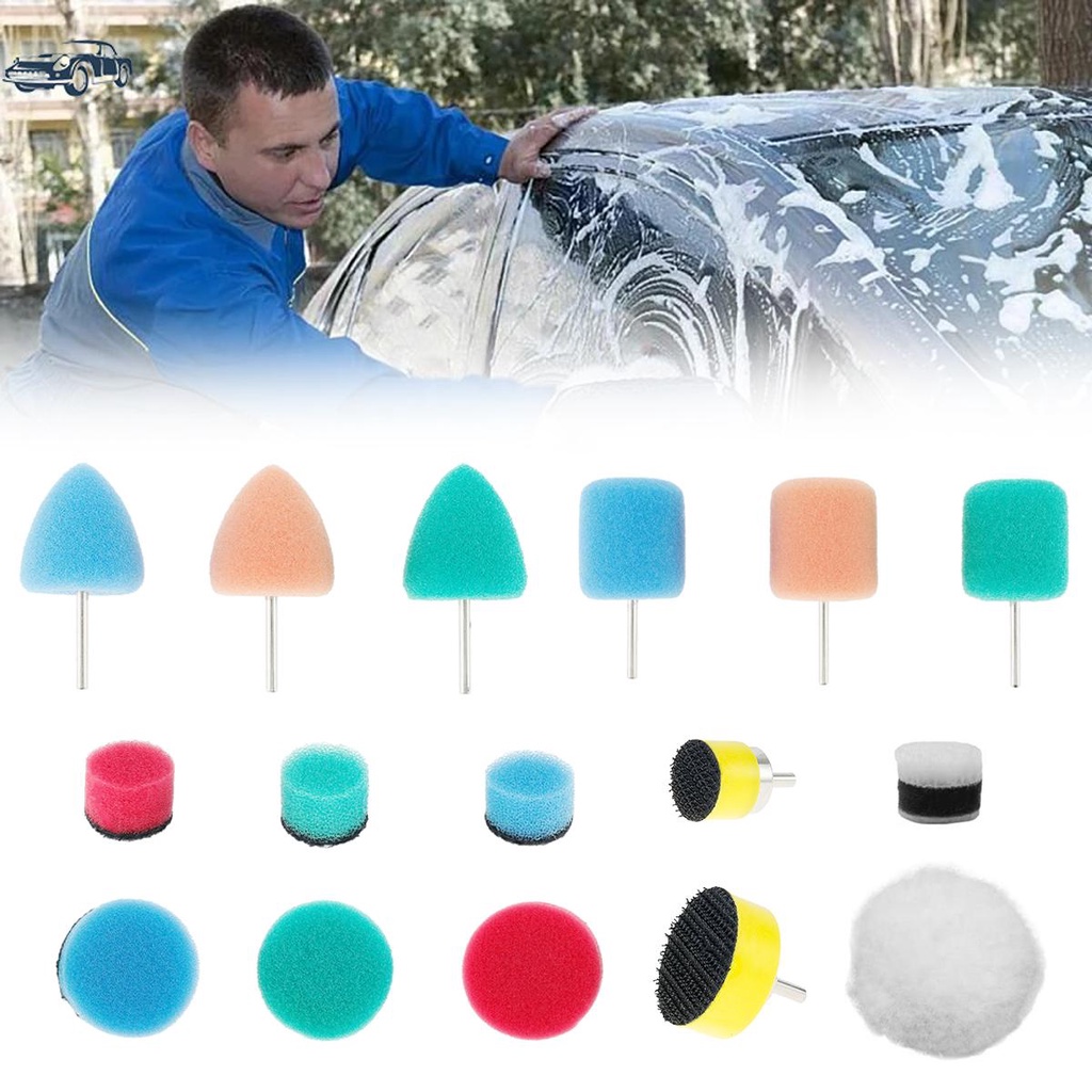 16pcs Car Buffing Pads Mini Polishing Sponge Pad Set Waxing Foam ...