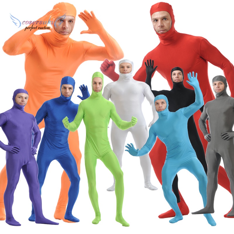 `Adult Kid Full Body Zentai Suit Costume for Halloween Men Second Skin ...