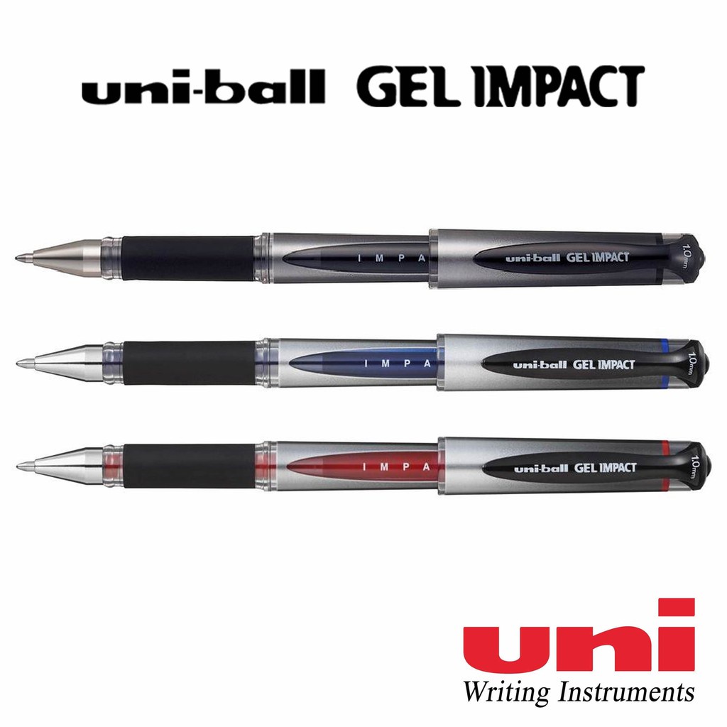 Uni-ball Gel Impact Regular/Retractable 1.0mm Pen (Black, Blue, Red ...