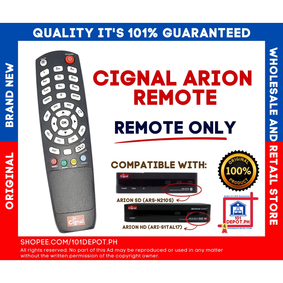 ORIGINAL Cignal Remote Arion (HD & SD) Buy 10 PCS + 1 PC FREE (REMOTE ...