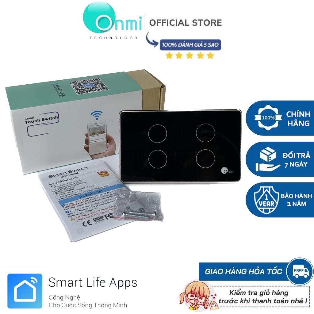 Smart 4-button rectangular touch electrical switch | Shopee Philippines