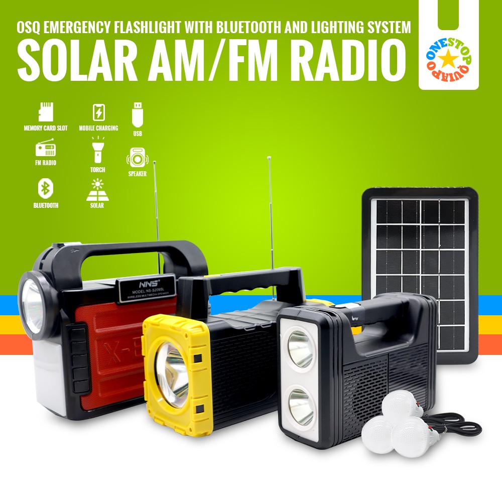 OSQ Solar Lighting System With Bluetooth Speaker Mp3 Player and AM FM ...