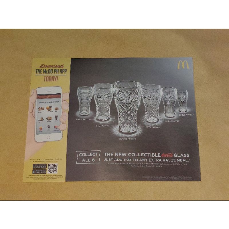 2014 Mcdonald's Coca Cola Coke Glasses Design Print Collectible Paper ...