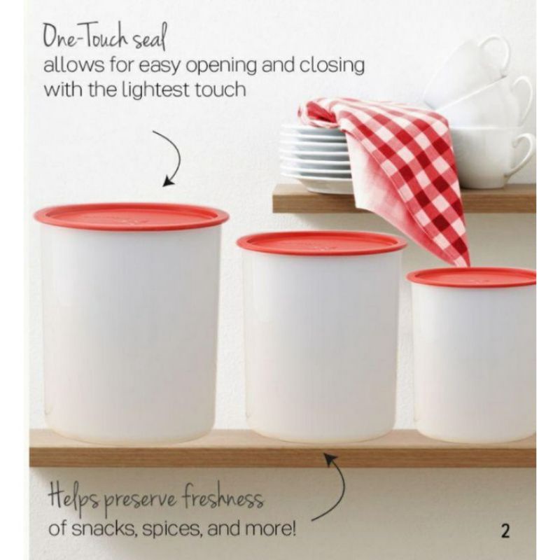 Tupperware One-Touch Canister - Chili Seal and Snow White Base | Shopee ...