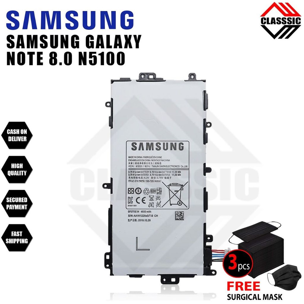 ☄☇Original Samsung Galaxy Note 8.0 N5100 N5120 Gt-N5100 Gt-N5110 Battery Model Sp3770e1h ...