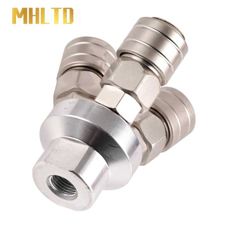 Self Locking Air Hose Quick Connect Coupler Fitting 2 way 3 Way 1/4 ...