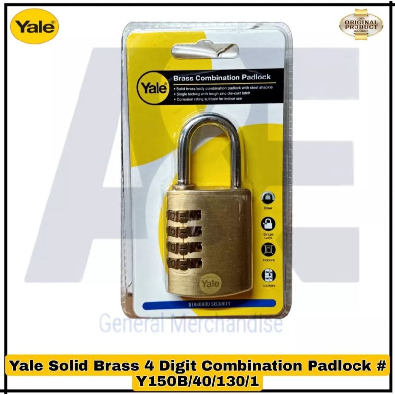 YALE BRASS COMBINATION PADLOCK Y150 22MM , 30MM , 40MM | Shopee Philippines