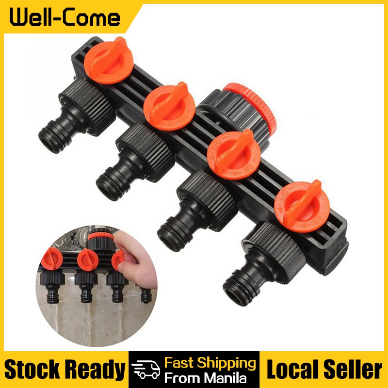 4/7 8/11'' Connector Hose Splitter 4 Way Water Tap Distributor Garden ...