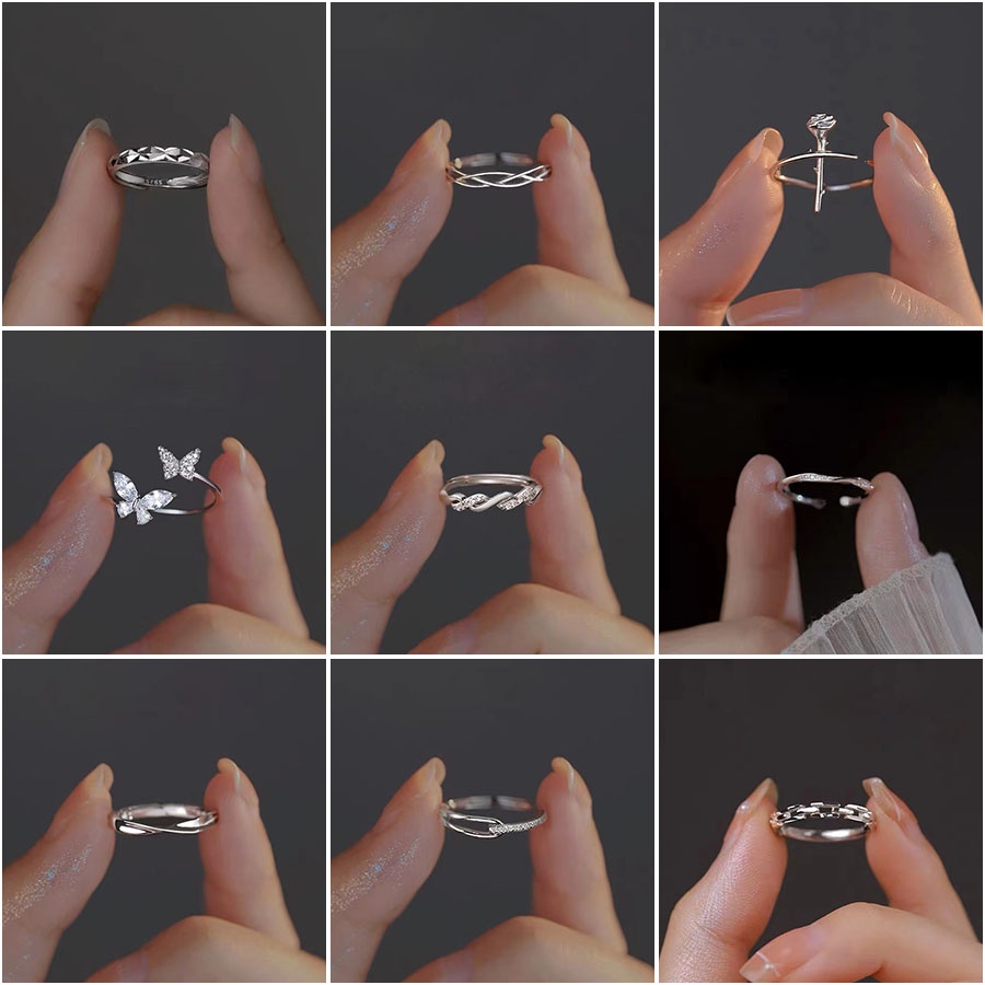 S925 Silver Simple Ring Ladies Premium Open Adjustable Ring Accessories ...