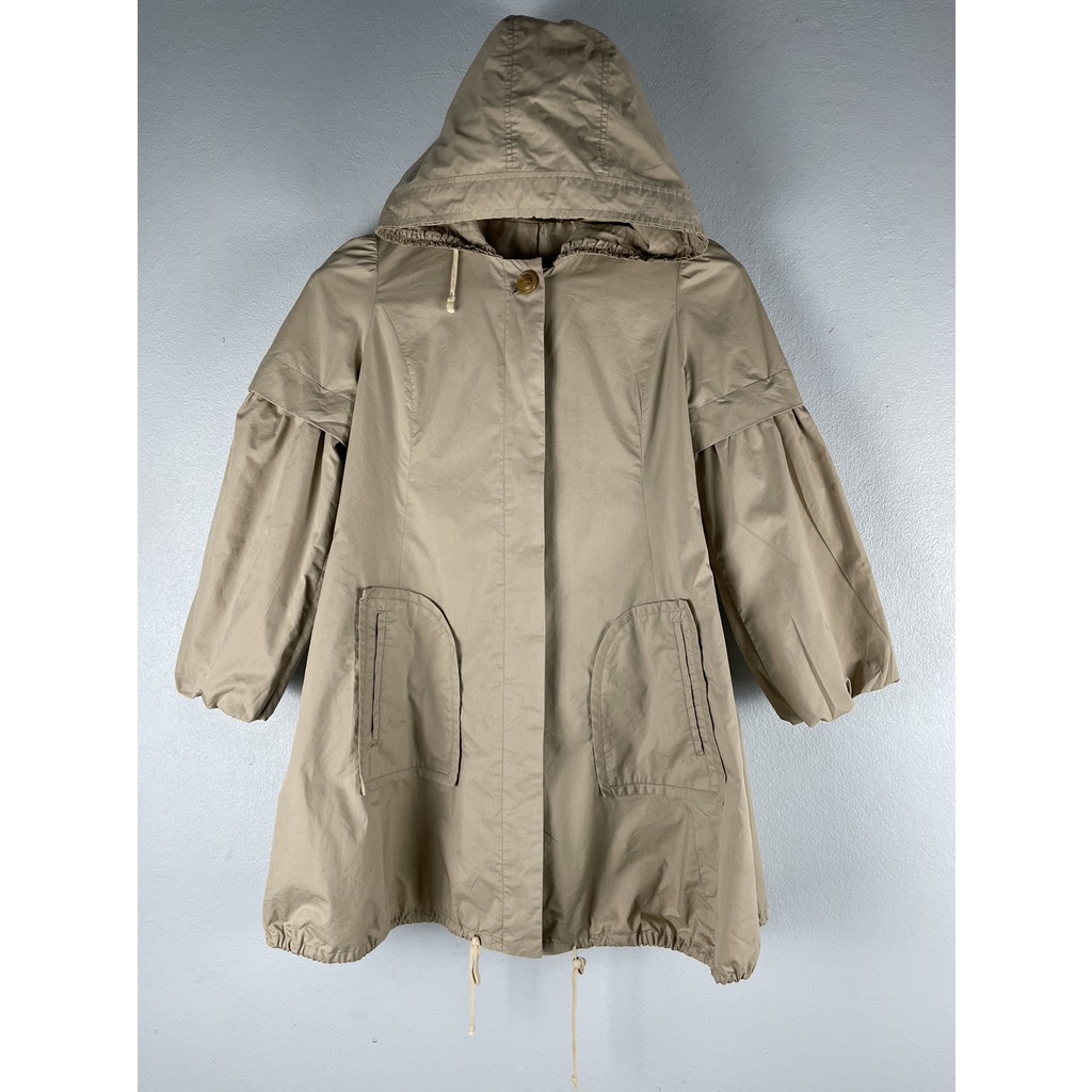 Beige Hooded Coat With Smudge Defect | Shopee Philippines