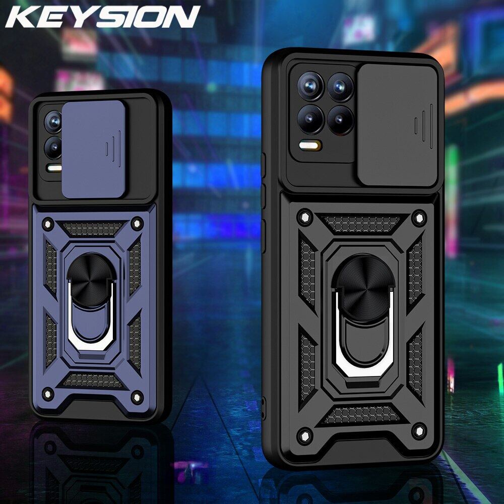 KEYSION Shockproof Case for Realme 8 5G 8 Pro 8i C25S C21Y Push Pull ...