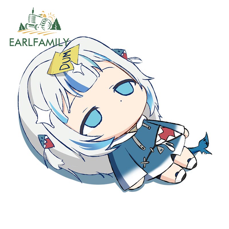 EARLFAMILY 13cm Hololive Gawr Gura Car Stickers Waterproof Decals Anime ...