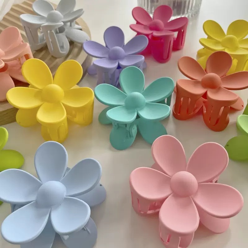 emie Korean Style Colorful Flower Acrylic Hair Clip Claw Simple Hair ...