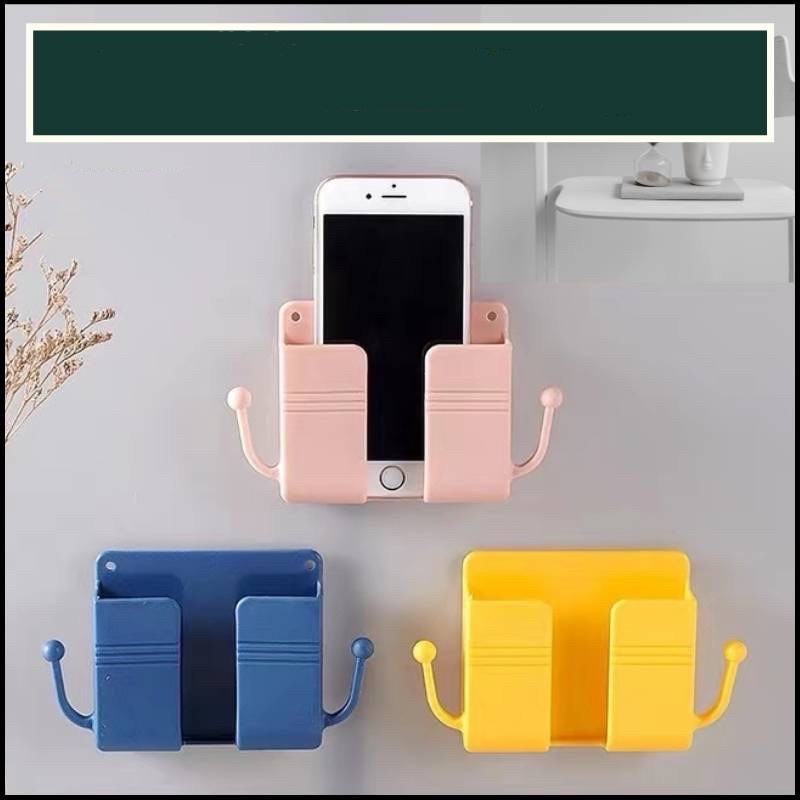 Wall Mounted Phone Holder Organizer Storage Box Remote Control Mounted ...