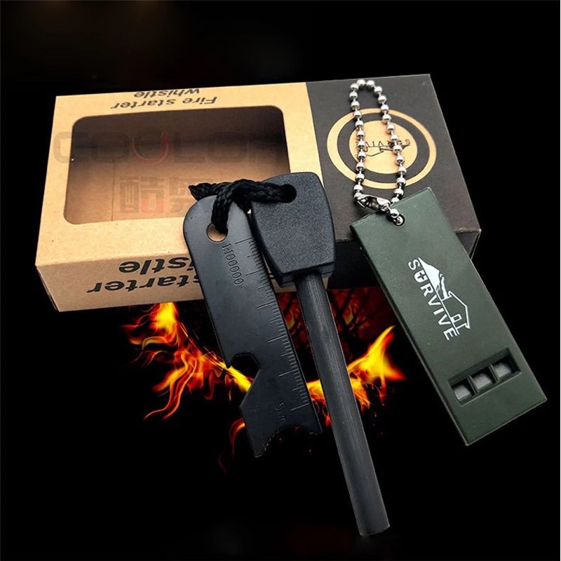 【COD】Outdoor Fire Starter Outdoor Survival Magnesium Flint With Whistle ...