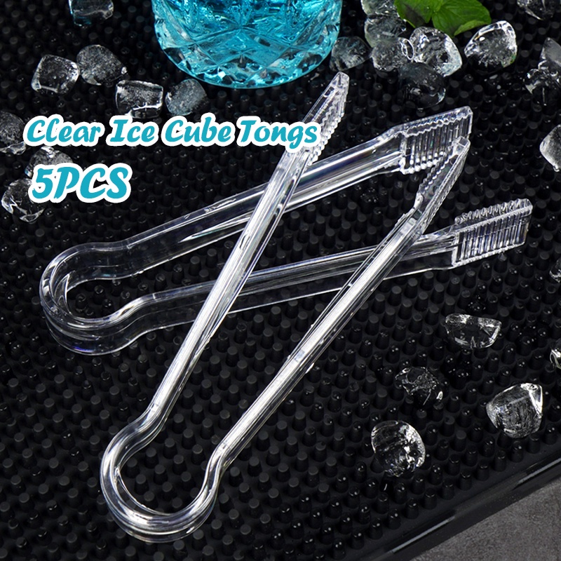 5pcs/set Clear Plastic Tongs Buffet Serving Tongs Small Ice Tongs Clips ...