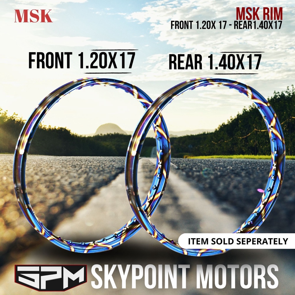 MSK Motorcycle Steel Rim x17 - Blue with Design 1PC (9707) | Shopee ...