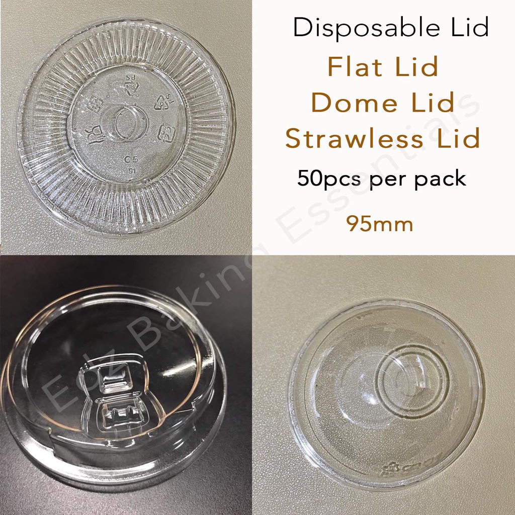 Dome Lid / Flat Lid / Strawless Lid 50pcs/pack Coffee Milktea Plastic ...