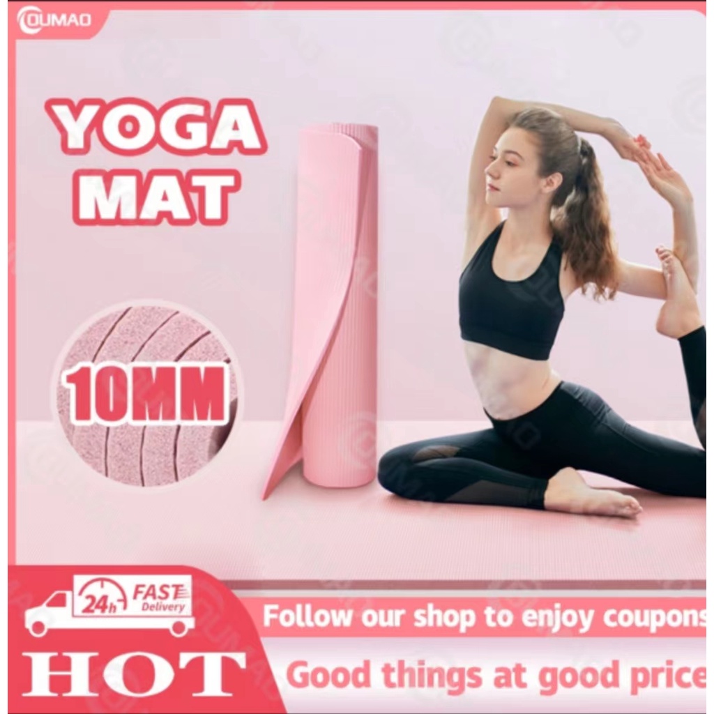 10MM Yoga Mat Non Slip yoga Excercise mat yogamat Exercise Pad Thick high density-Z328 | Shopee ...