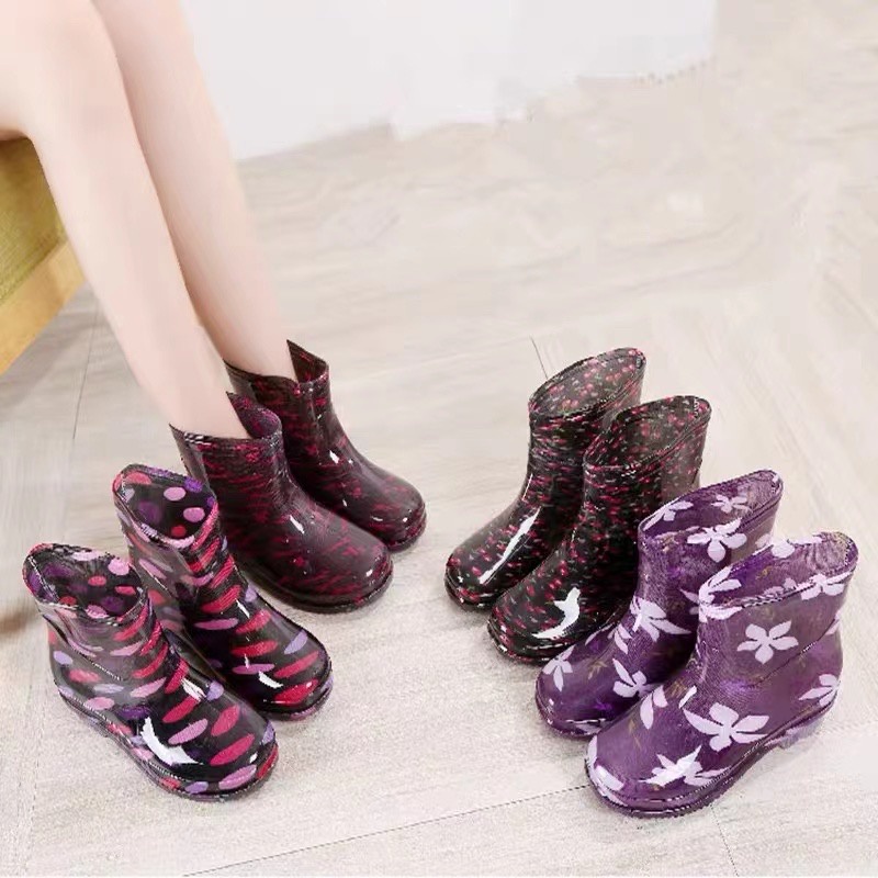 Ladies design Bota Simple Plain Rain Flood Boots for woman | Shopee ...