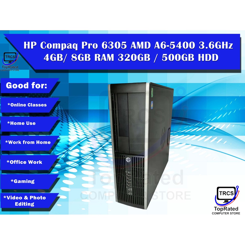 Computer Desktop HP Compaq Pro 6305 AMD A6-5400 3.6GHz 4GB / 8GB RAM ...