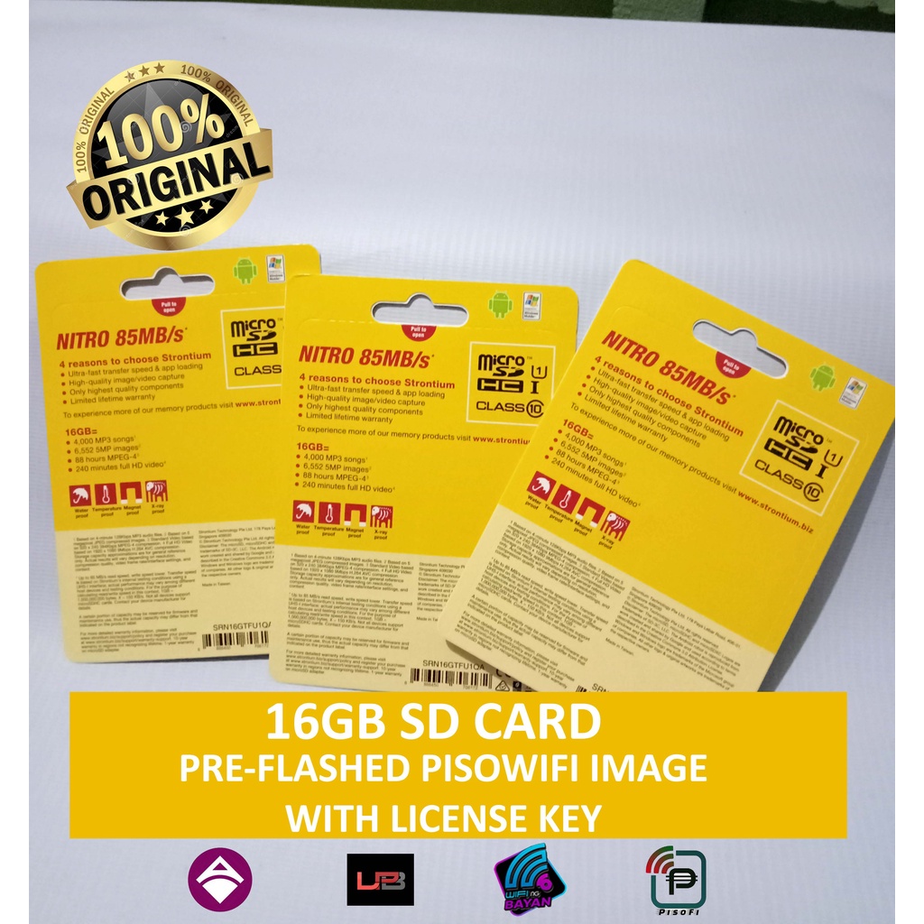 PISOWIFI LICENSE(Ado,LPB,WIFI5soft) WITH PRE-FLASHED IMAGE 16GB SD CARD ...