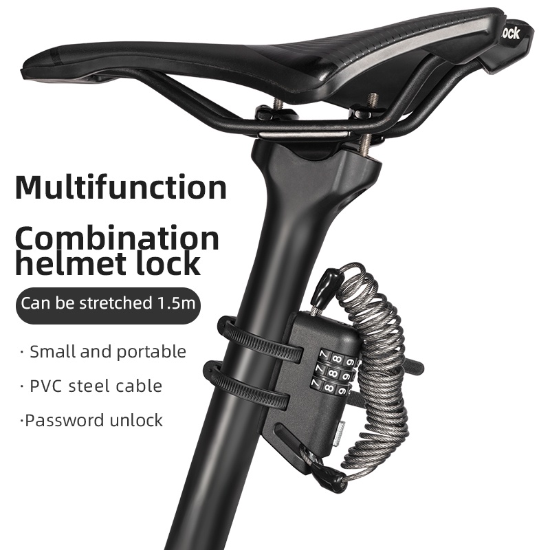 Rockbros password Helmet Lock Ajustable Anti-theft Multifunctional bike ...