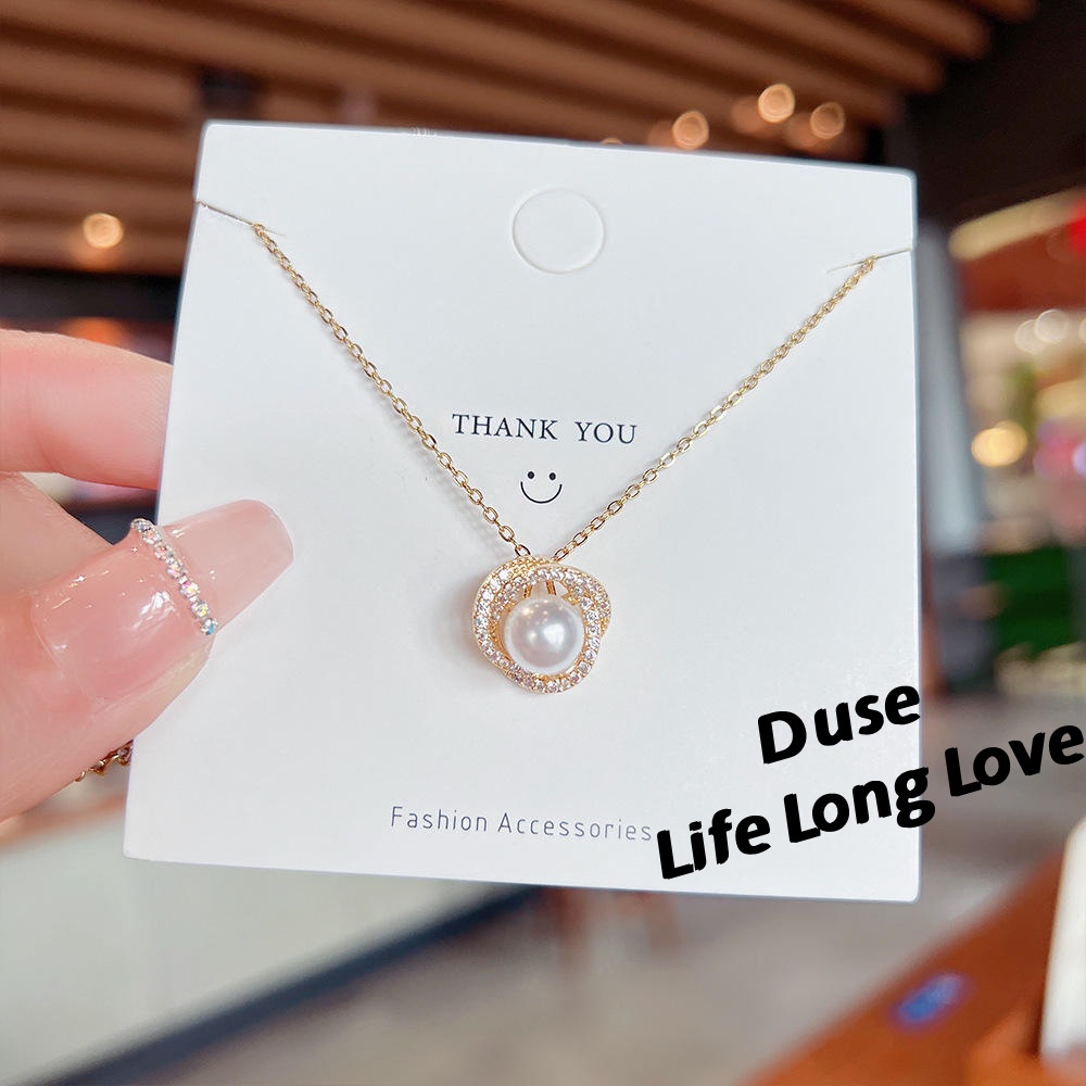 DUSE 18k Gold Temperament Planet Pearl Necklace Girls Personality ...