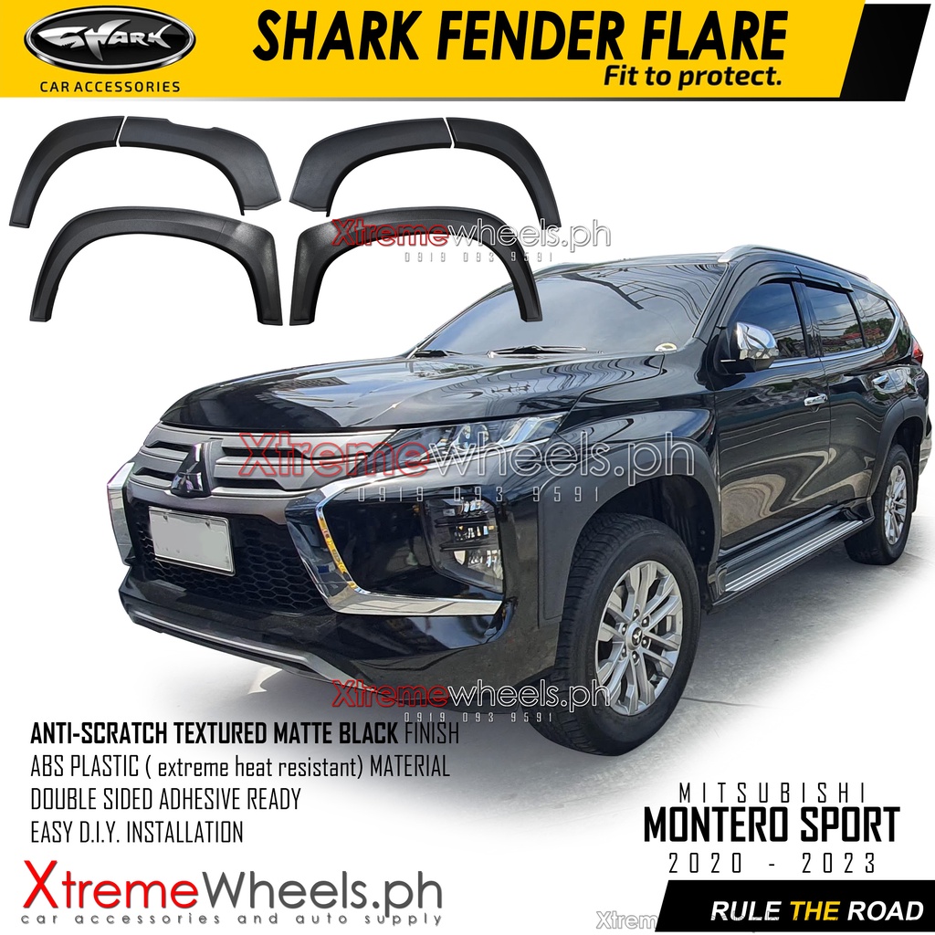 Montero 2020 to 2025 Matte Black Shark Brand Semi Slim Fender Flare ...