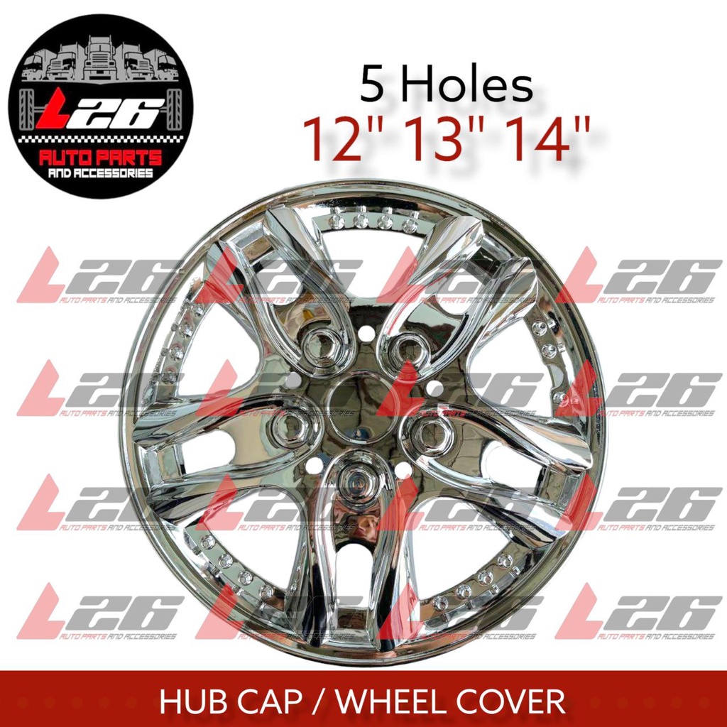5 Holes HUB CAP / WHEEL COVER SIZES AVAILABLE CHROME 4PCS/SET | Shopee ...
