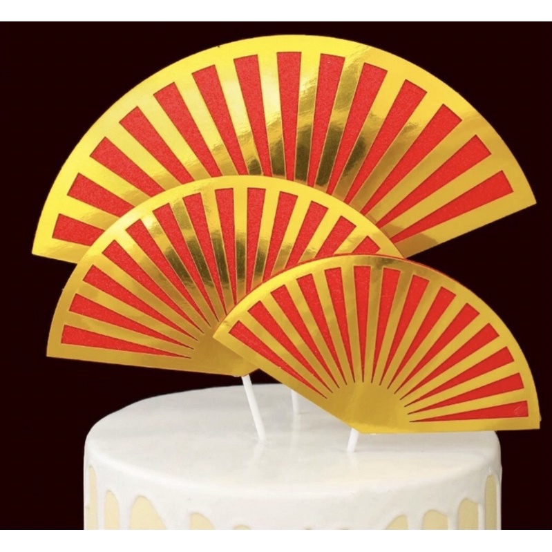 Red gold Cardstock fan cake topper | Shopee Philippines