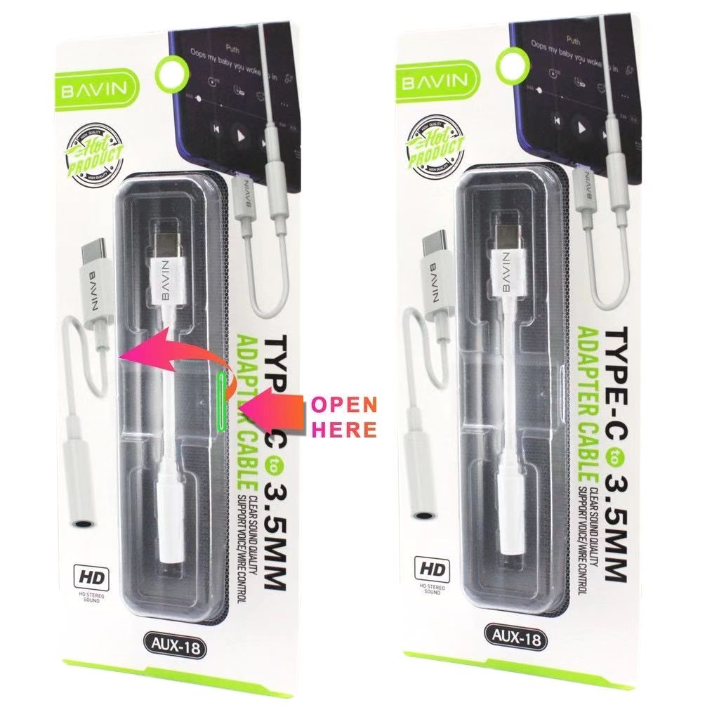 For BAVIN AUX-18 HD hd stereo sound TYPE C to 3.5mm adaptor cable COD ...