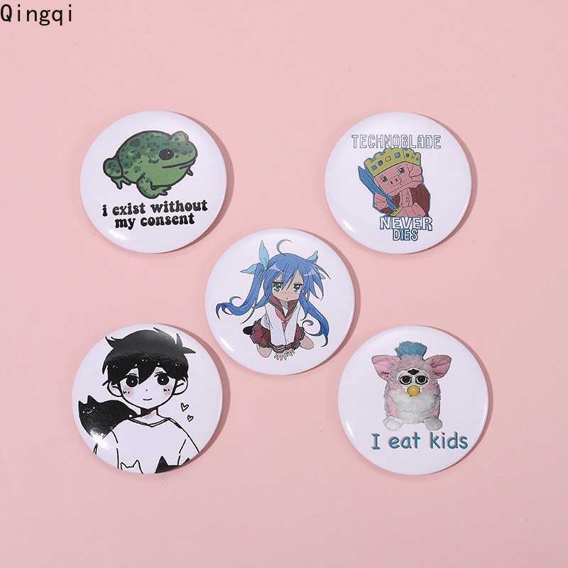 Funny Tinplate Pin Button Cartoon Anime Characters Round Icon ...