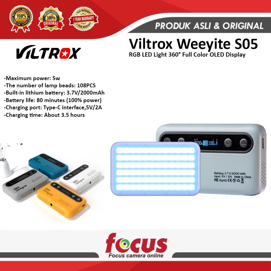 Viltrox Weeyite S05 RGB LED Light 360 Full Color OLED Display | Shopee ...