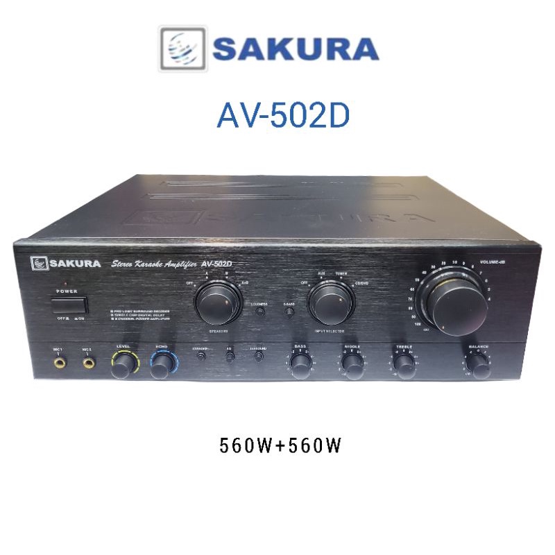 Sakura AV-502D Stereo Karaoke Amplifier ( 560 Watts x 2 ) | Shopee ...
