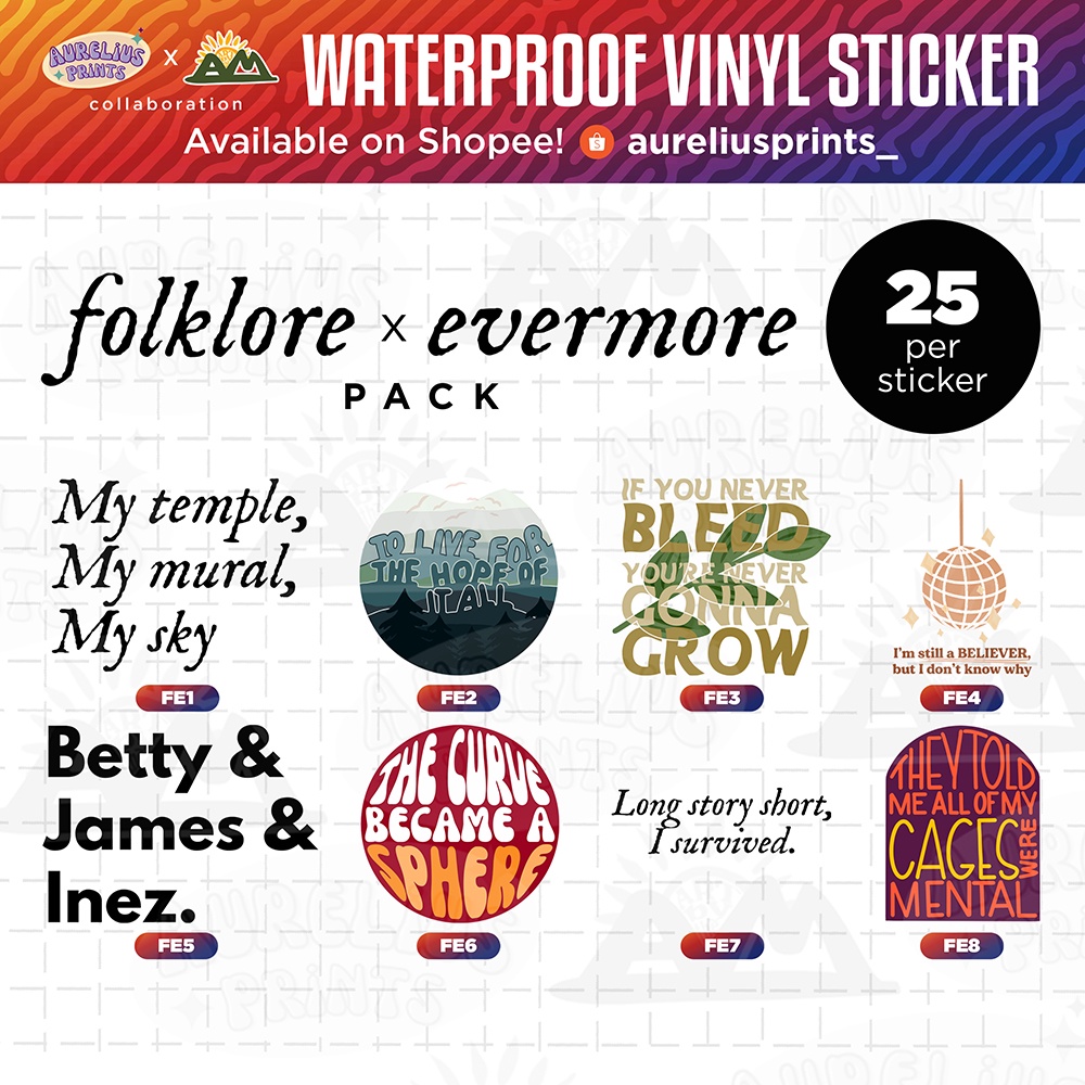 Folklore x Evermore Waterproof Vinyl Stickers | Shopee Philippines