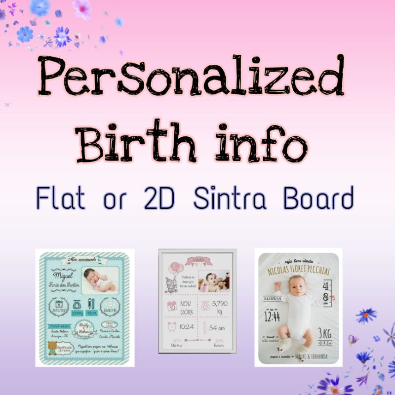 Personalized Birth Info | flat or 2D Sintra Board | Shopee Philippines