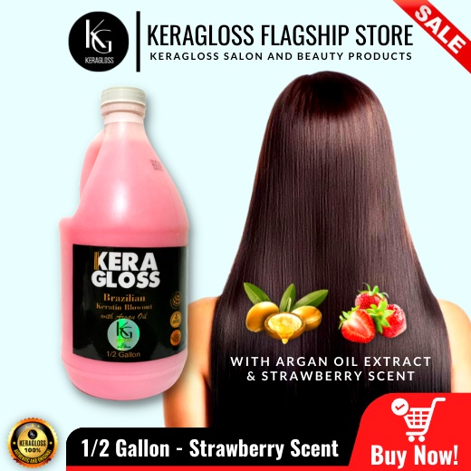 KERAGLOSS Brazilian Keratin Blow Out With Argan Oil Strawberry Scent 1/ ...