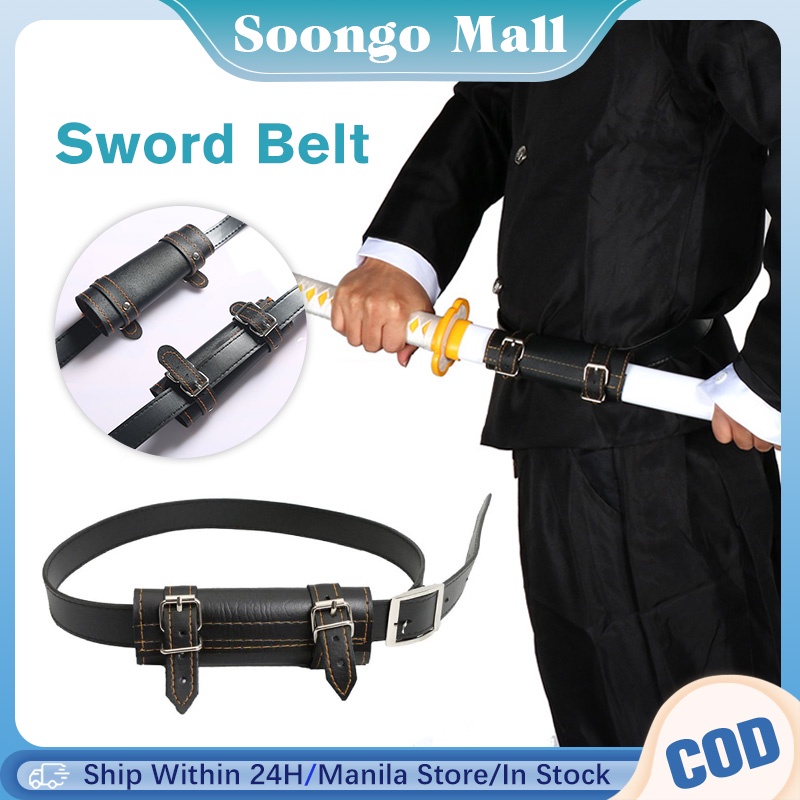 PU Leather Belt Sword Katana Sheath Holster Warrior Cosplay Scabbard ...