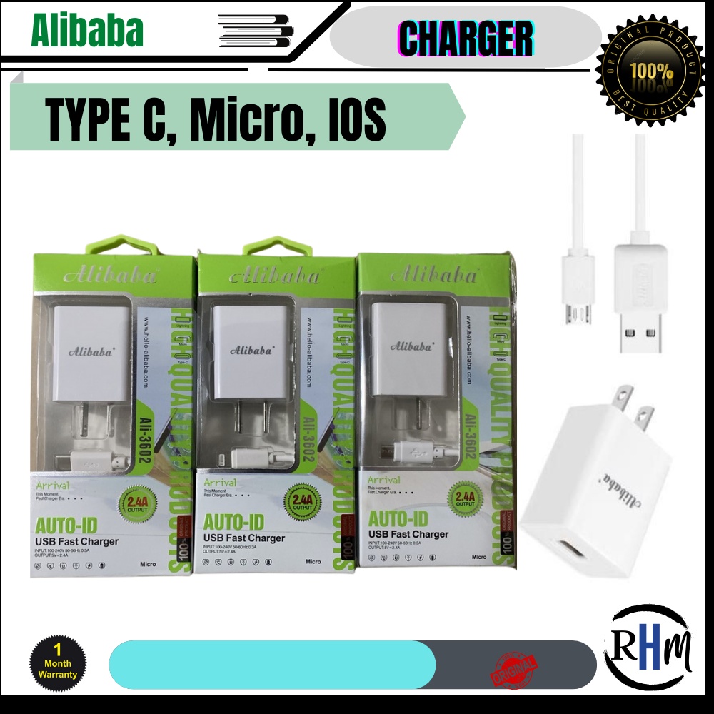 Alibaba 2.4A Fast Charger Android Micro, IOS, Type-C USB Charger ...