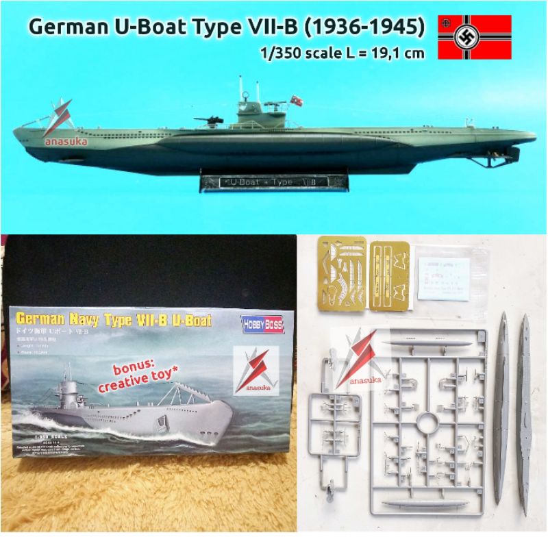 German U-Boat Submarine Type VII-B / DIY Puzzle Miniature Model Kit ...
