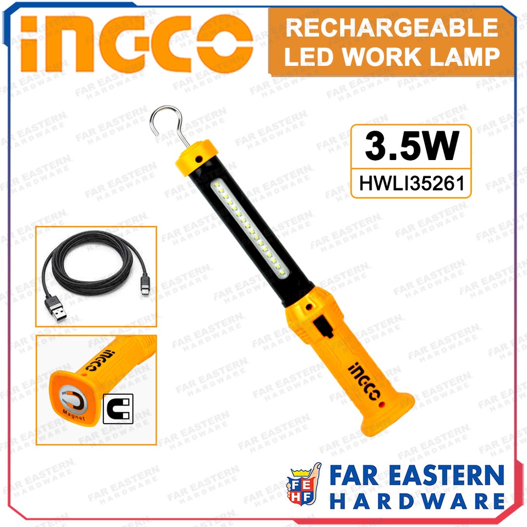 INGCO Rechargeable LED Light Work Lamp 3.5W HWLI35261 INHT | Shopee ...