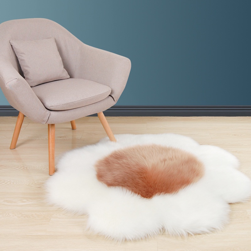 Flower-Shaped Carpet Fluffy Fur Rug Durable and Easy-to-Clean Floor Mat ...