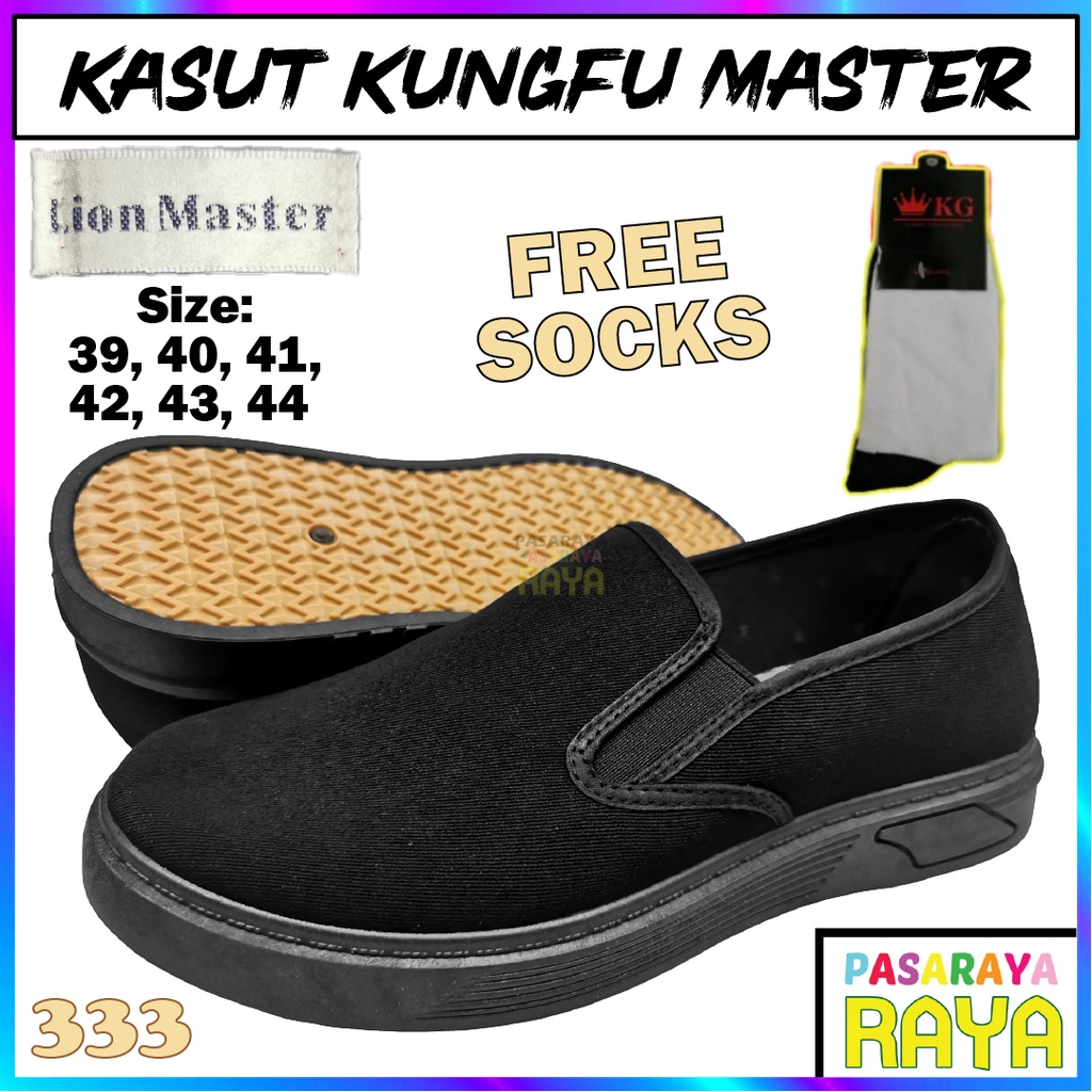 Kasut Kungfu Master Hitam Lion Master 333 Canvas Shoes Black Kasut ...