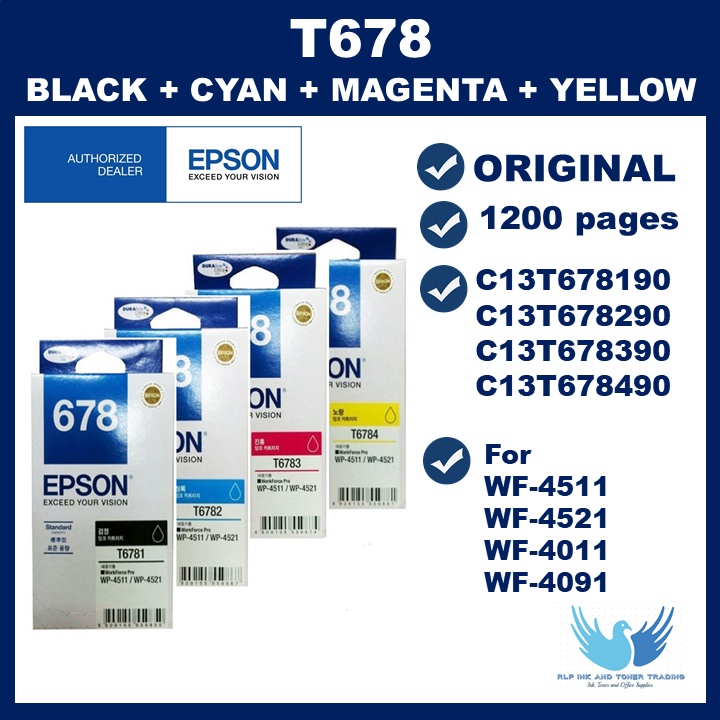 EPSON T678 Black, Cyan, Magenta and Yellow Original Cartridge for Epson ...