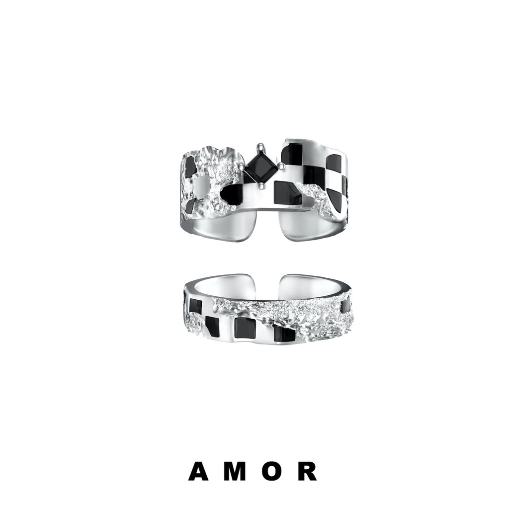 Checker ring set unisex adjustable opening forefinger festival small ...