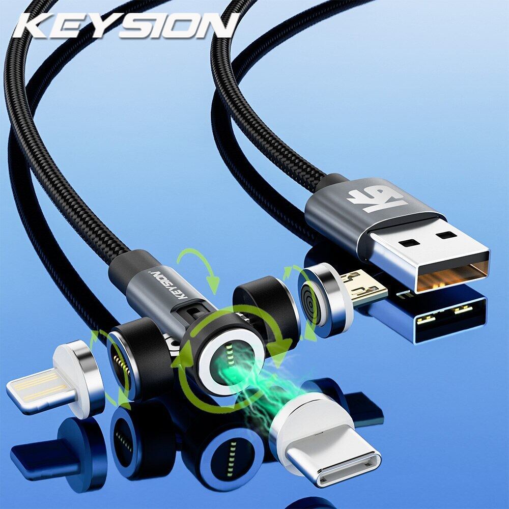 KEYSION 3in1 5A Magnetic USB Cable Rotatable Gaming Cable Fast Charging ...