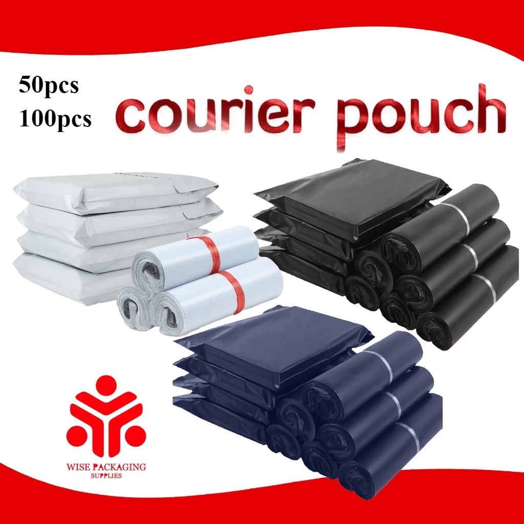 50pcs 100pcs Plain White Blue Black Polymailer Parcel Courier Pouch ...