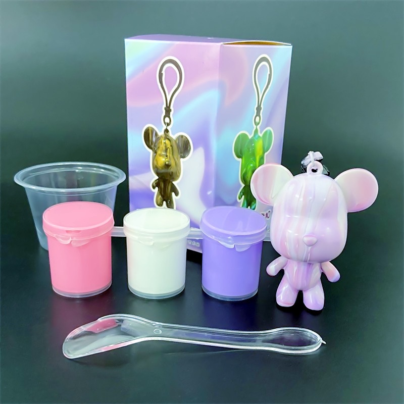 DIY Fluid Bearbrick Keychain Handmade Big Head Violent Bear Fluid ...