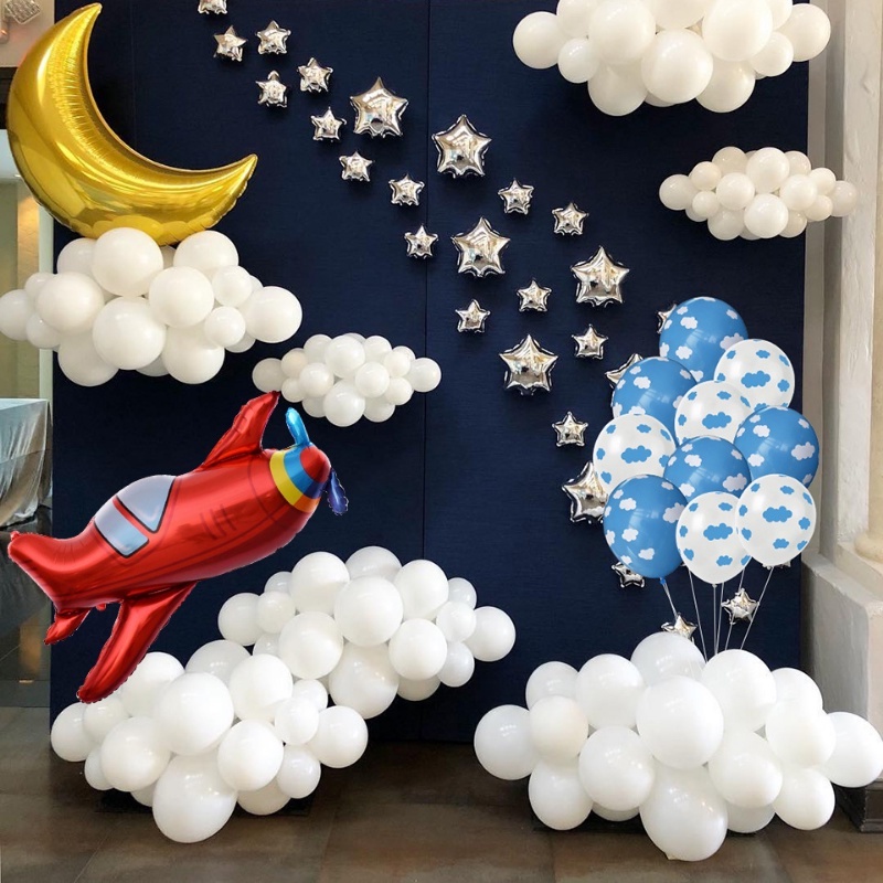 Blue Cloud Theme Birthday Party Balloons Blue White Cloud Balloons ...